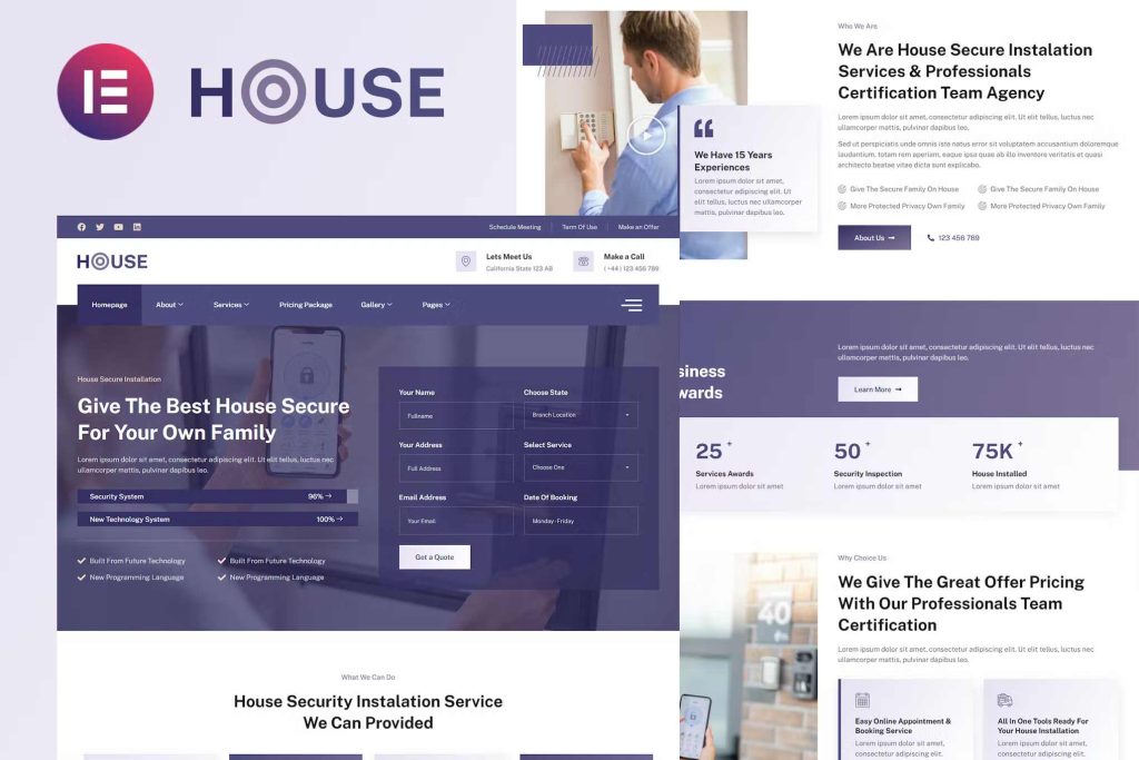 Housec – Smart Home Security Service Elementor Template Kit - indonesiaWP.com • No 1 Download ...