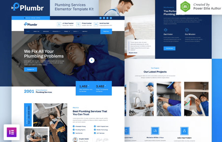 Plumbr – Plumbing Services Elementor Template Kit - indonesiaWP.com ...
